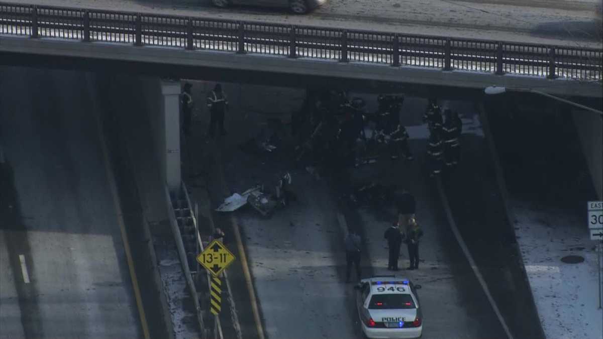 Car carrier crashes into Route 9 bridge
