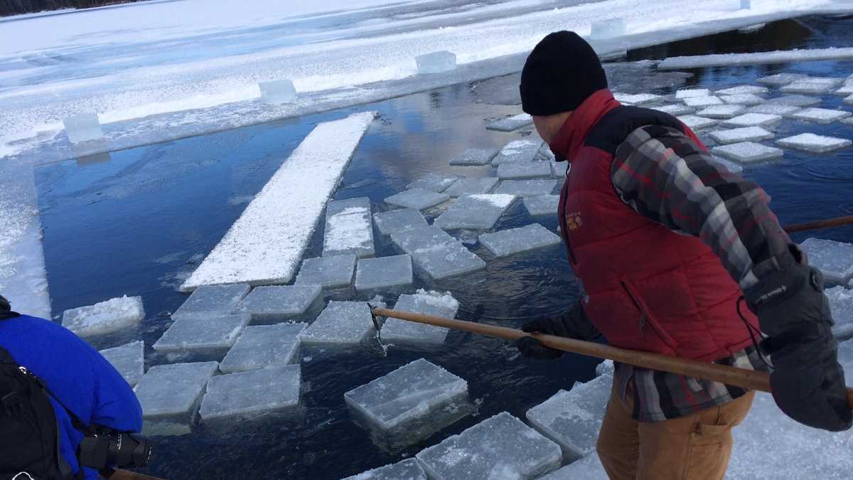 Harvesting ice on Squam Lake