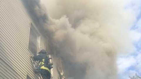 Crews battle East Boston fire