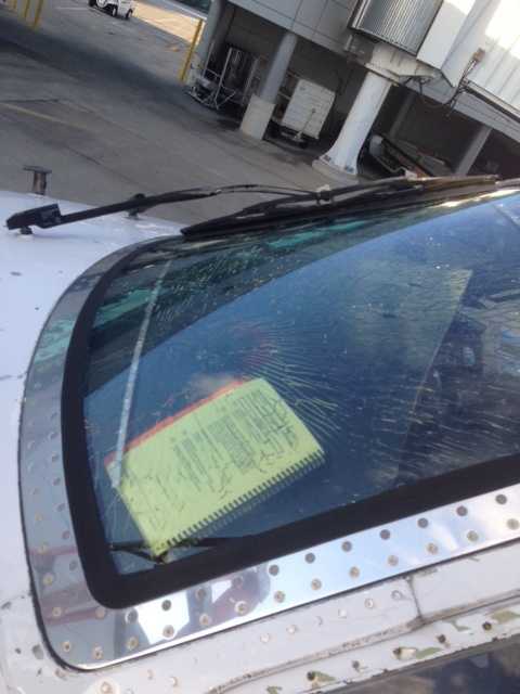 PHOTOS: Airplane windshield damaged by bird