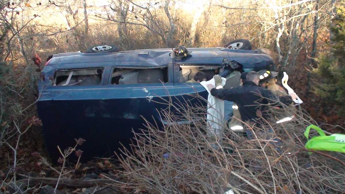 Photos: Black ice causes minivan crash