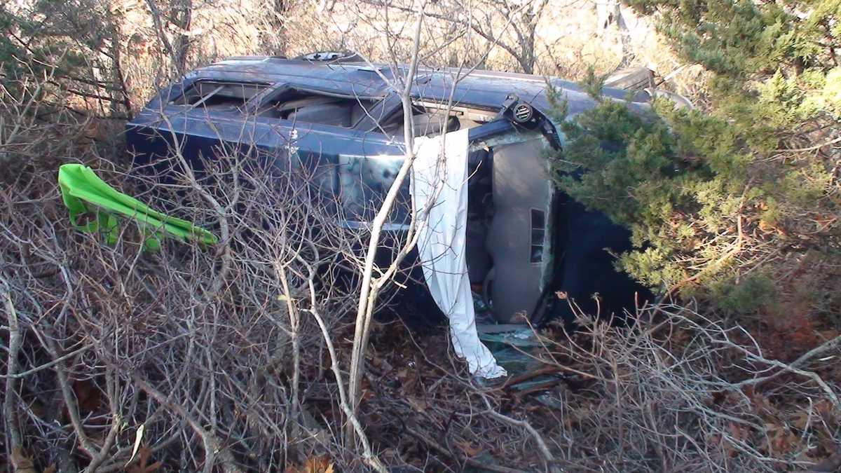 Photos: Black ice causes minivan crash