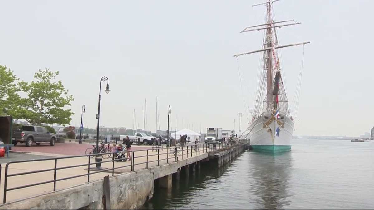 Spanish tall ship docks at Charlestown pier