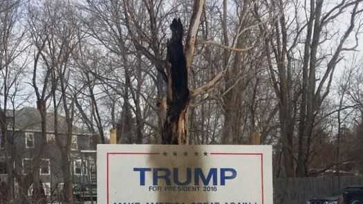 Trump supporter's sign set on fire