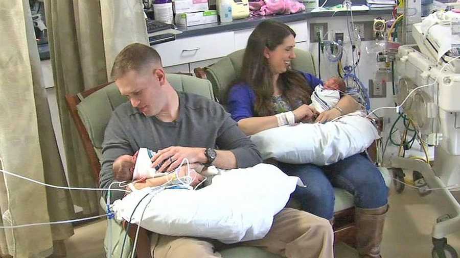 Army dad meets quadruplets for 1st time since deployment