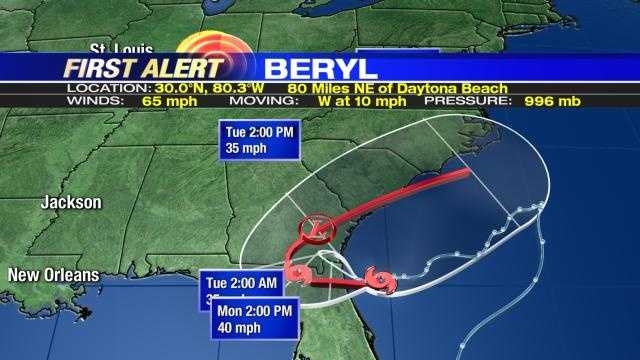 Beryl near hurricane strength