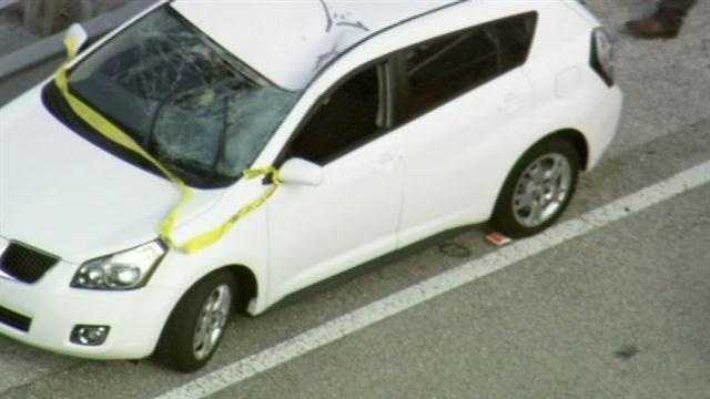Images Tire Hits Cars Windshield On Turnpike