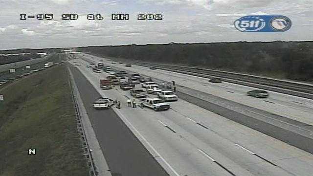 Images: Vehicle catches fire on I-95