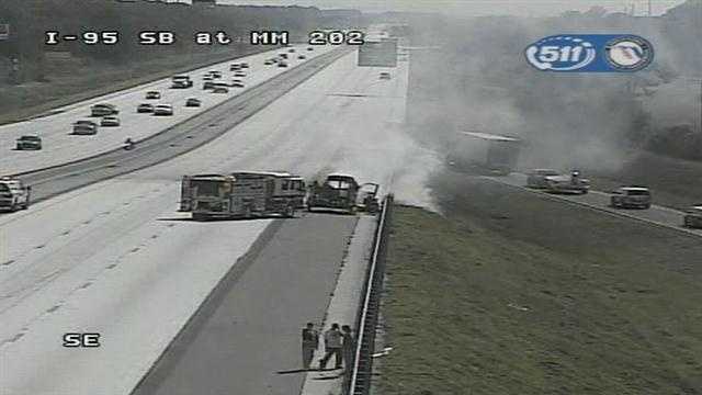 Images: Vehicle catches fire on I-95