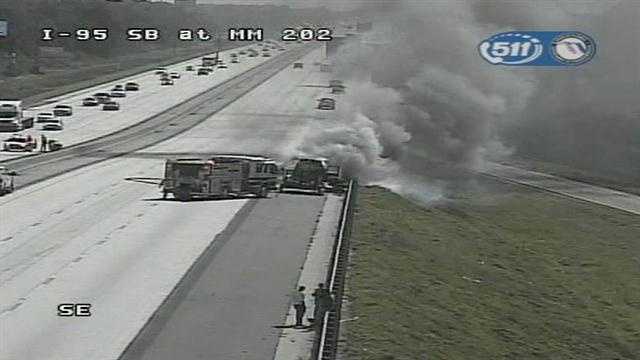 Images: Vehicle catches fire on I-95