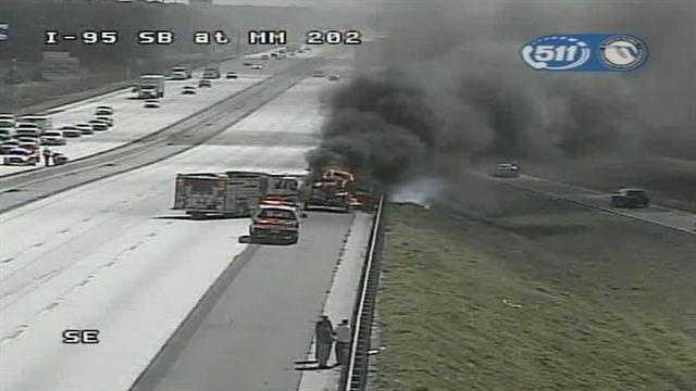 Images: Vehicle catches fire on I-95