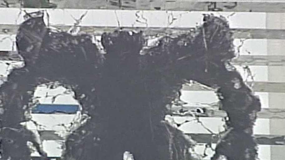 Images: Transformer 'crashes' into downtown building