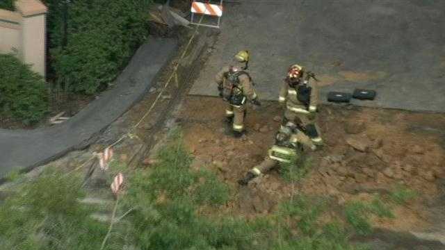 Photos: Crews work to fix broken gas line