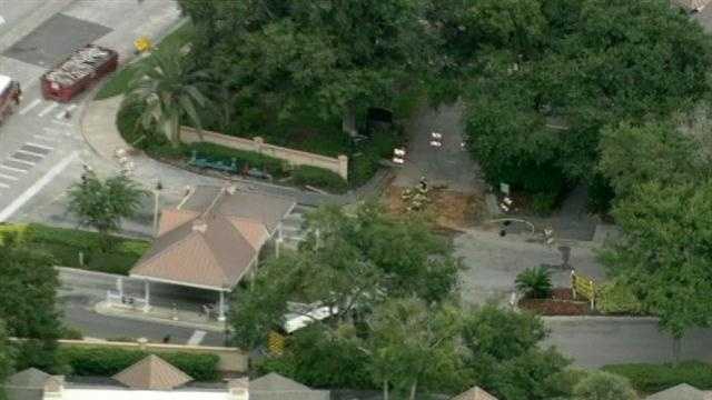 Photos: Crews work to fix broken gas line