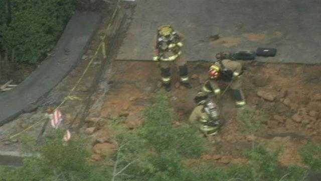Photos: Crews work to fix broken gas line