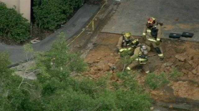 Photos: Crews work to fix broken gas line