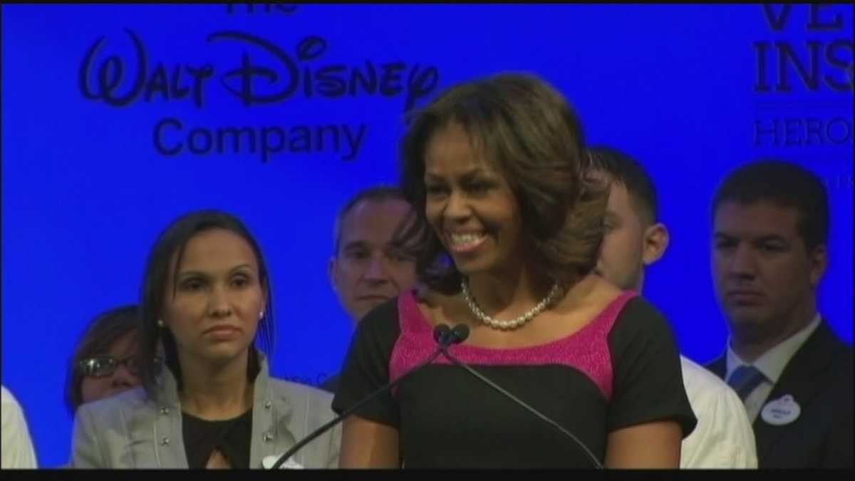 First lady Michelle Obama speaks about education at Disney