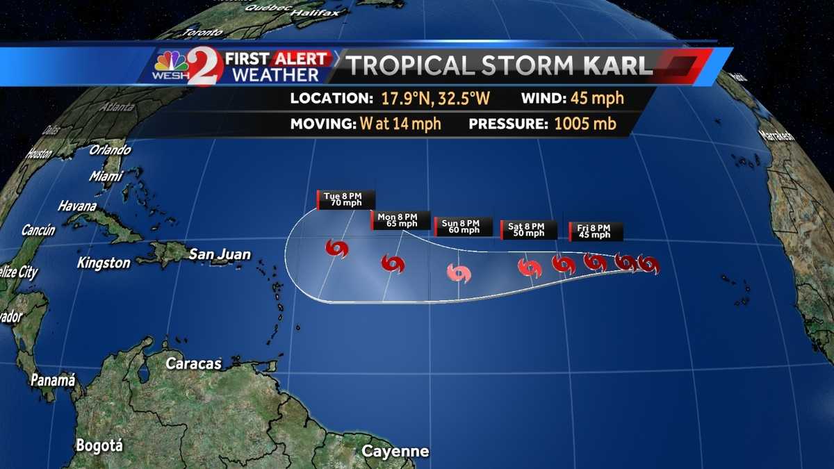 Tropical Storm Karl forms over the far eastern tropical Atlantic