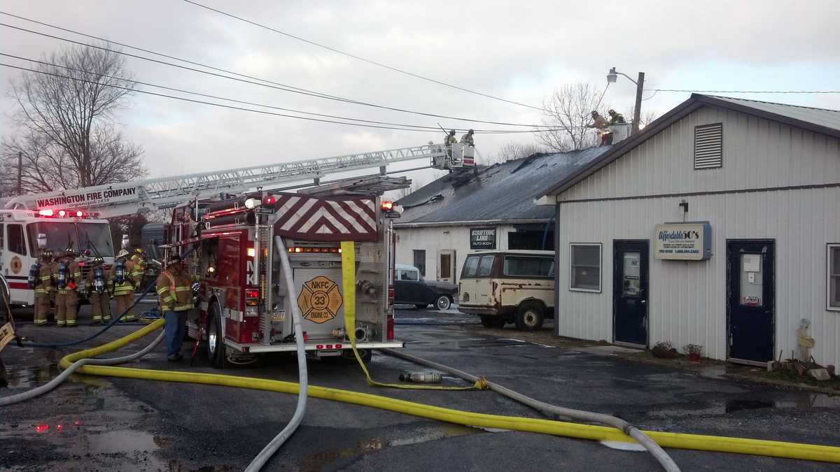 No one injured in auto body shop fire