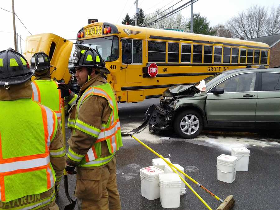 School bus, SUV collide