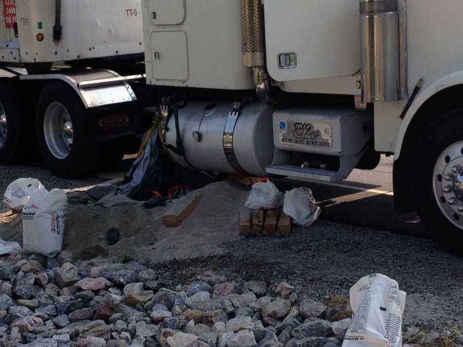 Diesel spills from truck hauling trash