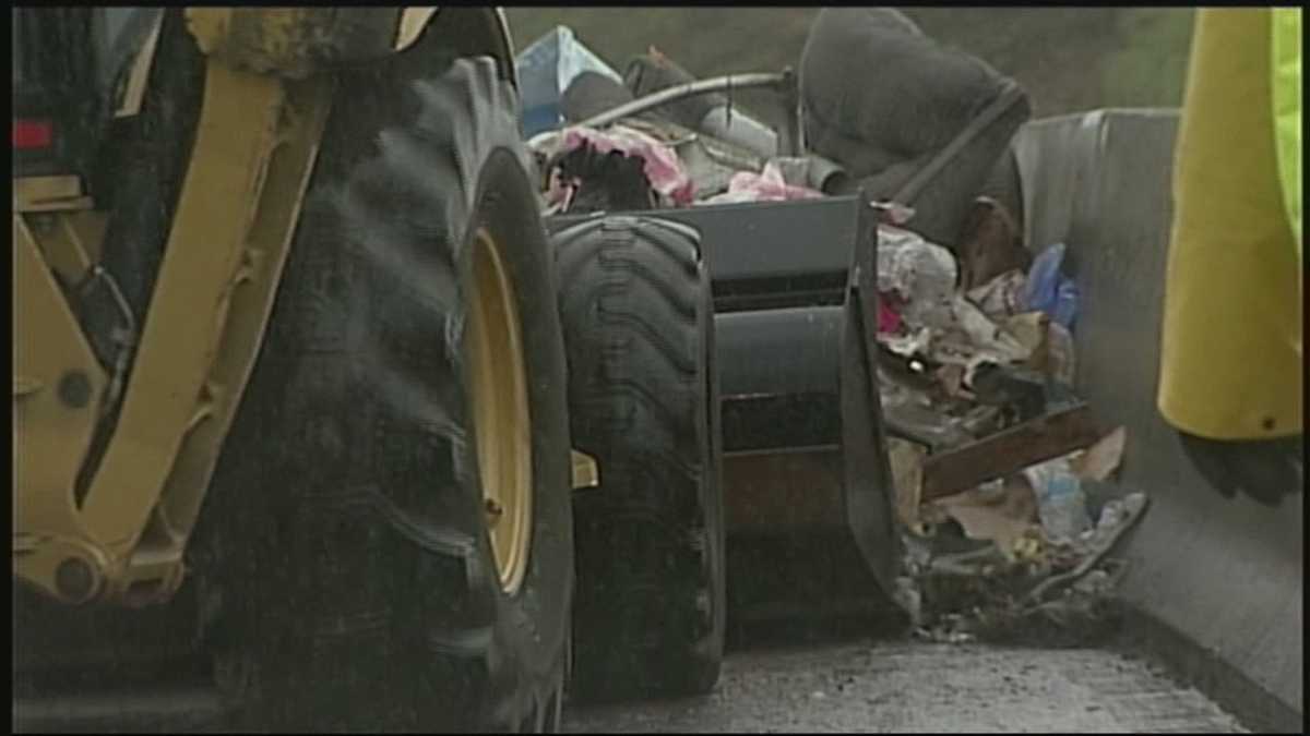 Photos: Garbage spills in interstate crash