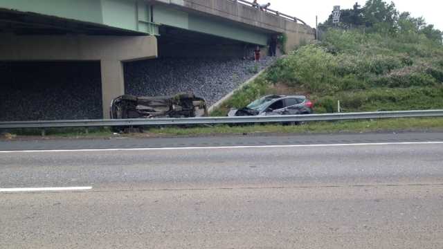 Photos: Car flips in Route 222 crash