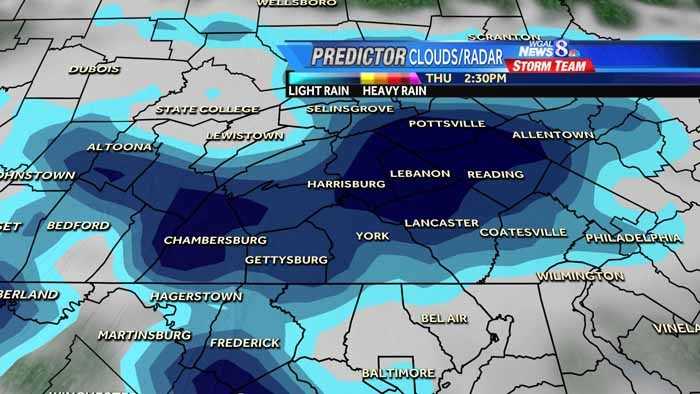 Hour-by-hour rain projections