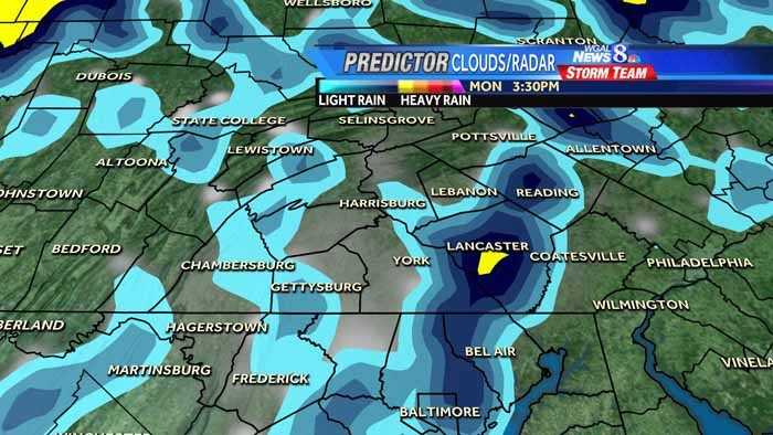 Hour-by-hour rain projections
