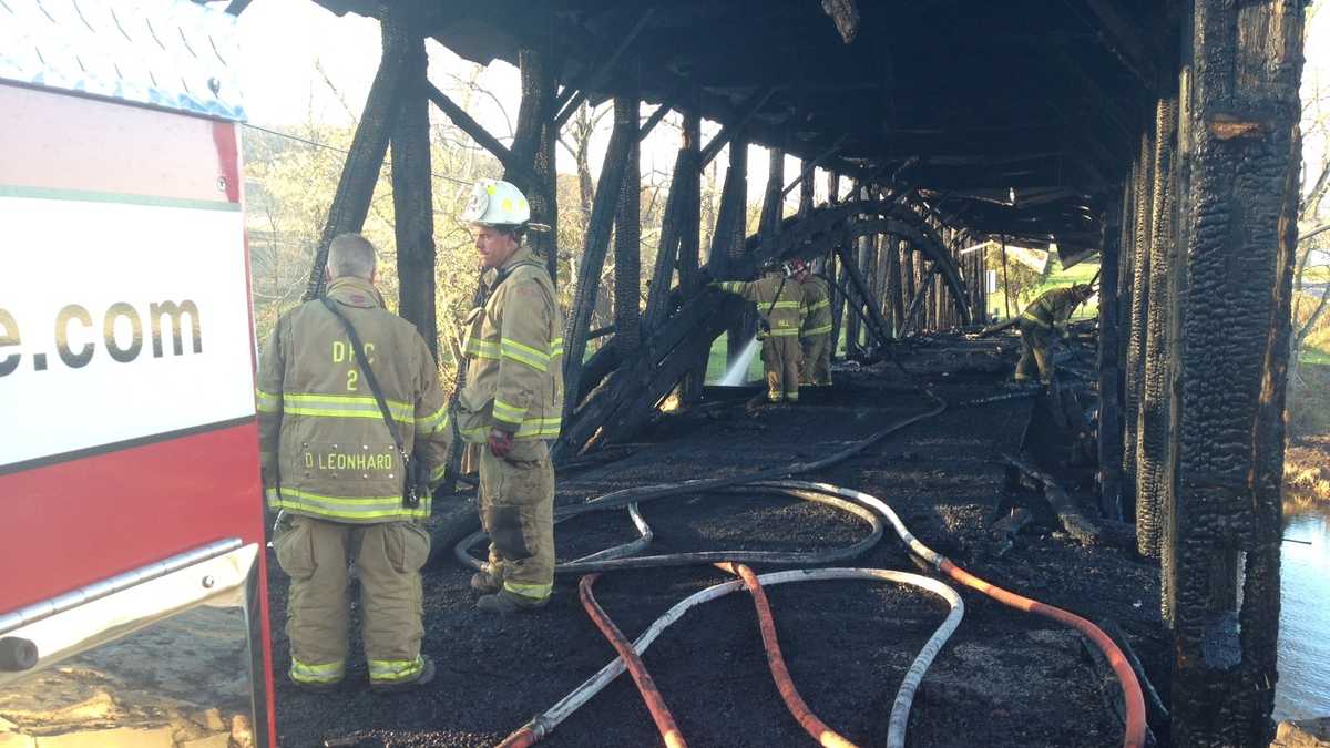 Photos: Fire ravages county's longest covered bridge