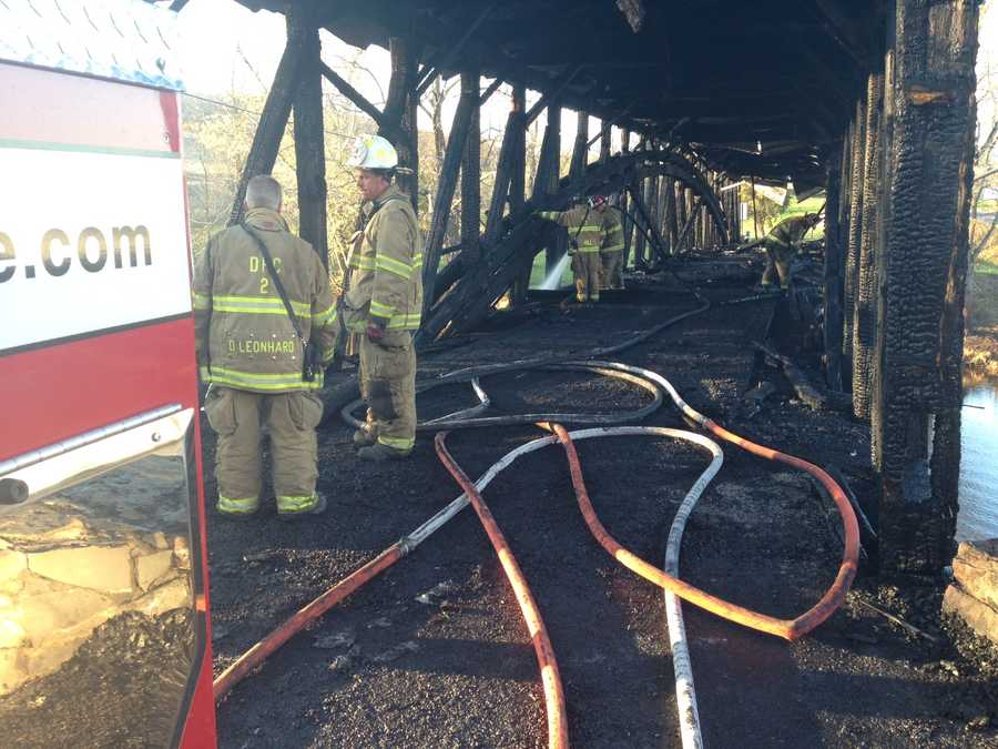 Photos: Fire ravages county's longest covered bridge