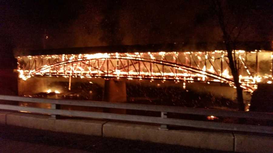 Photos: Fire ravages county's longest covered bridge