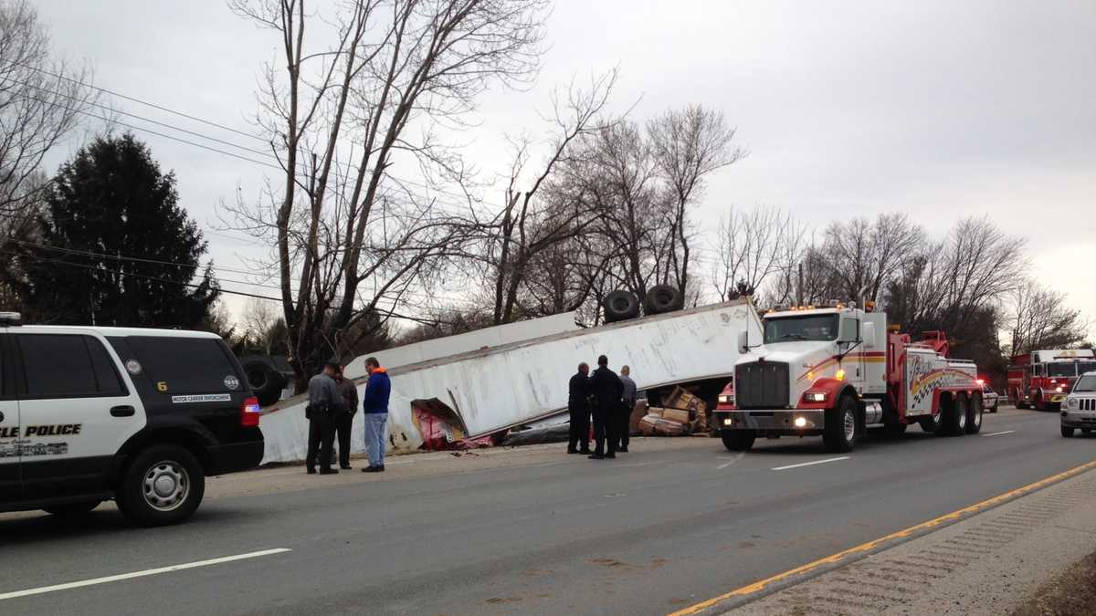 Photos: Tractor-trailer flips