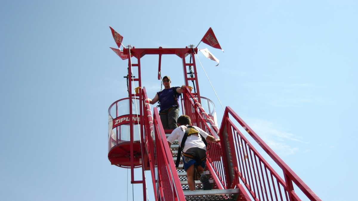 Look out below! Ride the new zip line at state fair