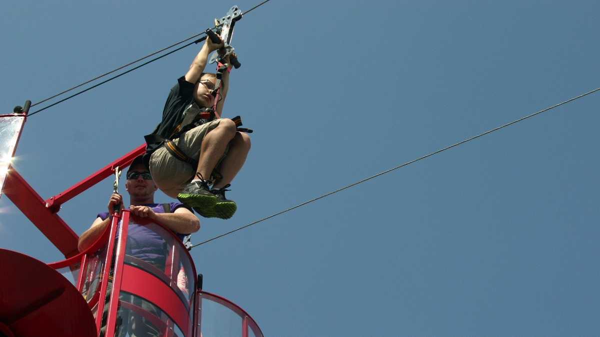 Look out below! Ride the new zip line at state fair