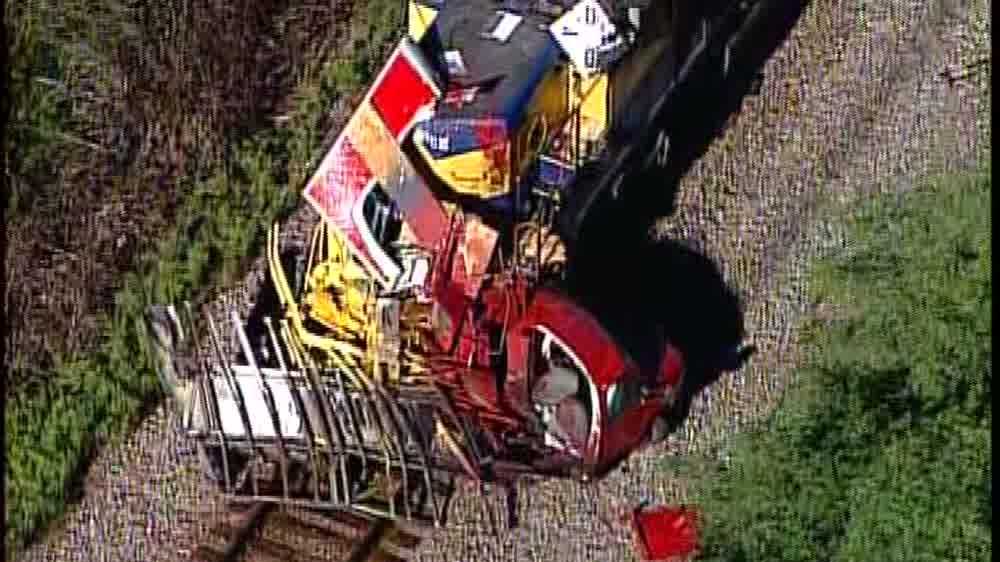 Rescue crews respond to train vs. van crash
