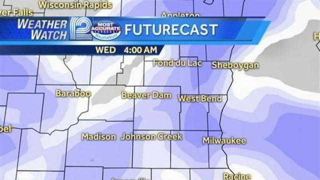 Updated hour-by-hour radar forecast