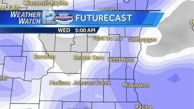 Updated hour-by-hour radar forecast