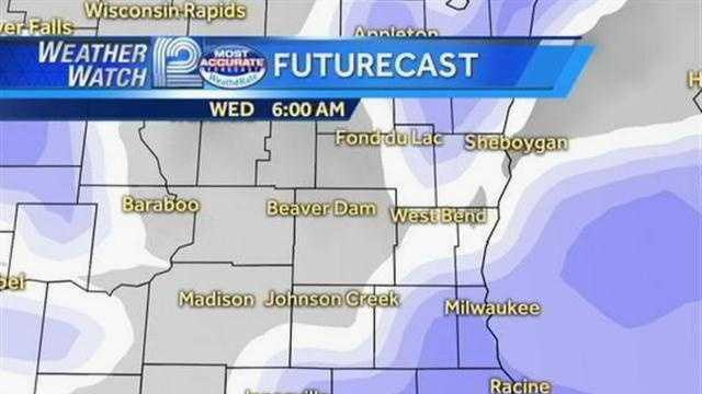 Updated hour-by-hour radar forecast