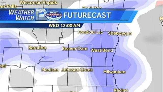 Updated hour-by-hour radar forecast