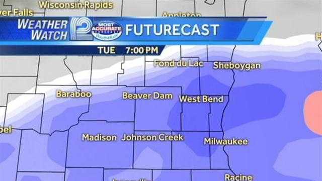 Updated hour-by-hour radar forecast