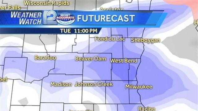 Updated hour-by-hour radar forecast