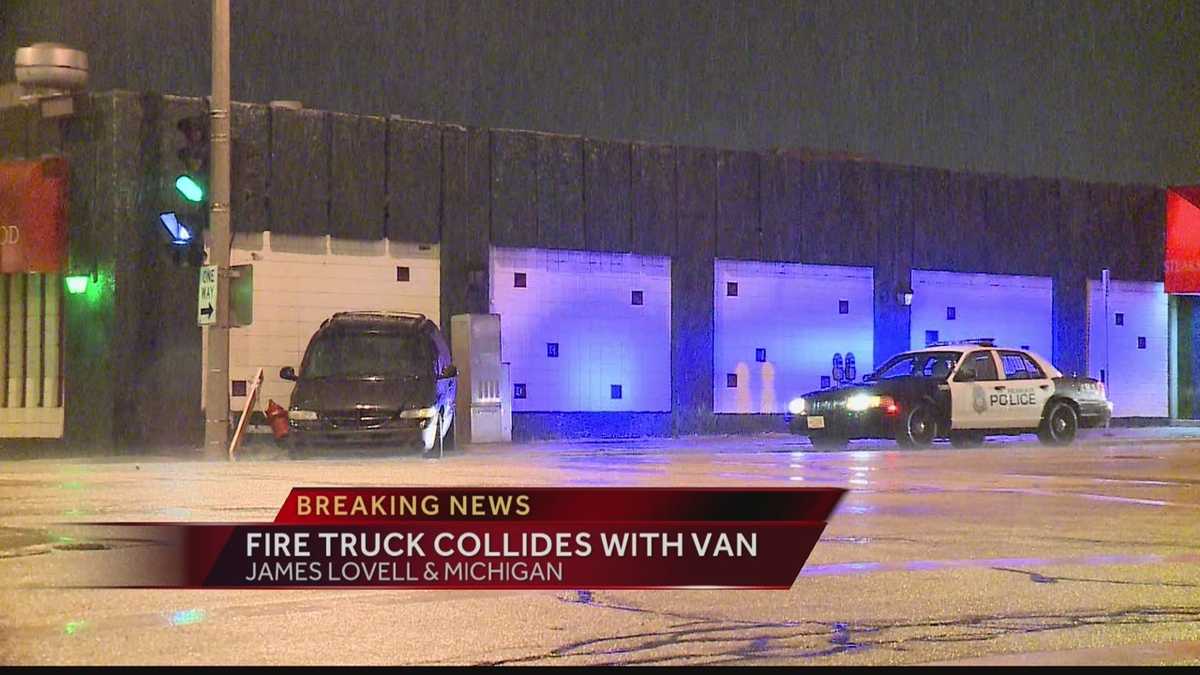 Police: Fire truck hits van in downtown Milwaukee