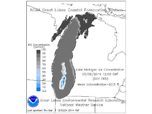 Weather Blog: Lake Michigan ice coverage nears a record and 40s ahead