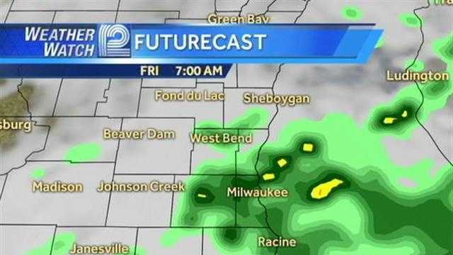 Friday hour-by-hour radar forecast