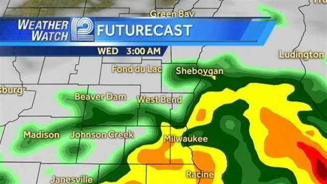 Tuesday-Wednesday hour-by-hour storm forecast