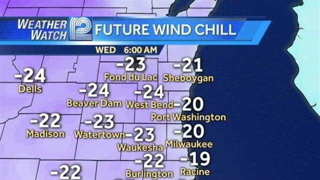 Overnight wind chill temperatures