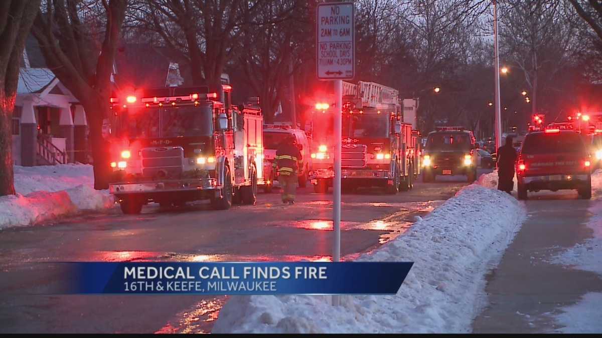 Responders discover fire during medical call