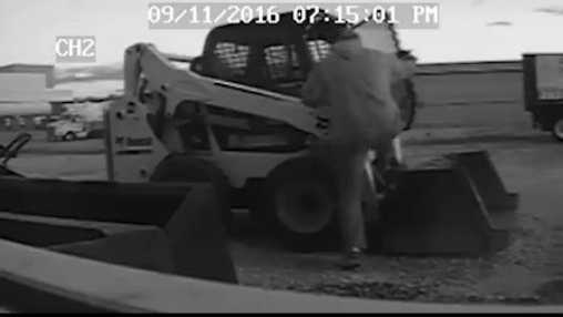Surveillance video catches thief stealing piece of construction equipment