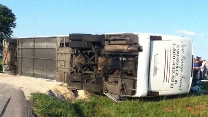 Tour bus overturns in south-central Ky.